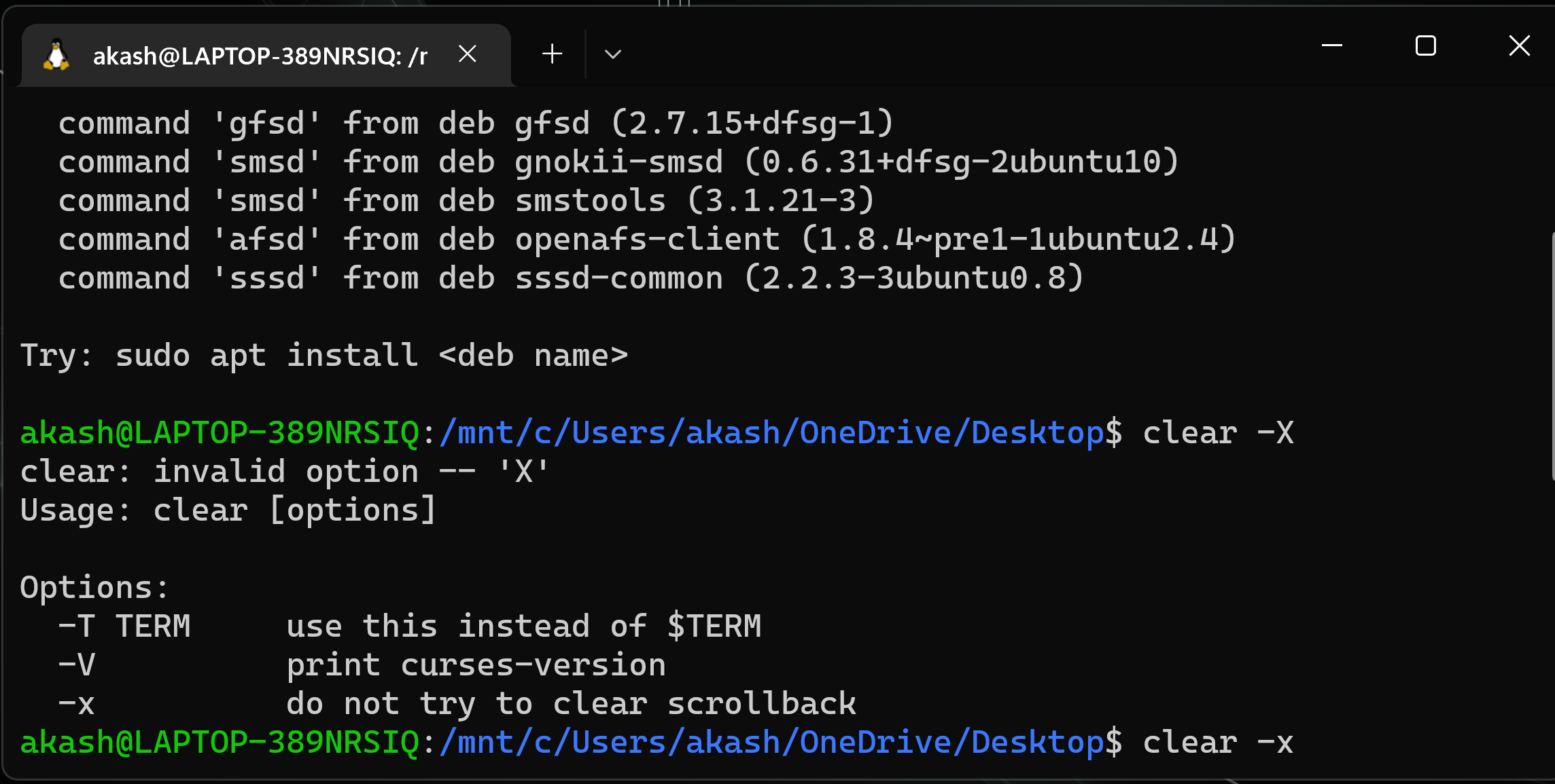 Clear Ubuntu Terminal Or WSL Without Clearing History Code Example